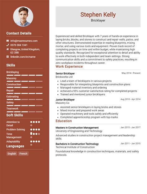 7 Best Bricklayer Resume Examples For 2025