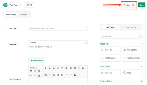 how to preview post forms wedevs