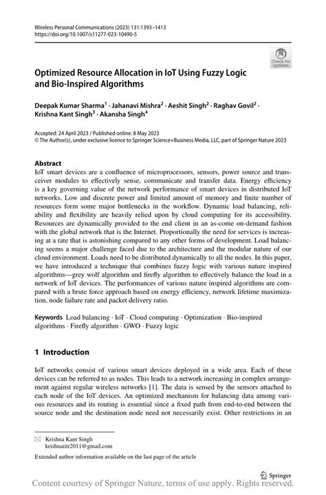 optimized resource allocation in iot using fuzzy logic and bio inspired