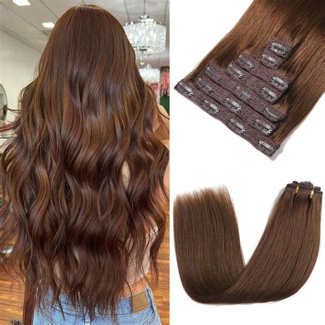Rimoss Clip In Hair Extensions Real Human Hair Chocolate