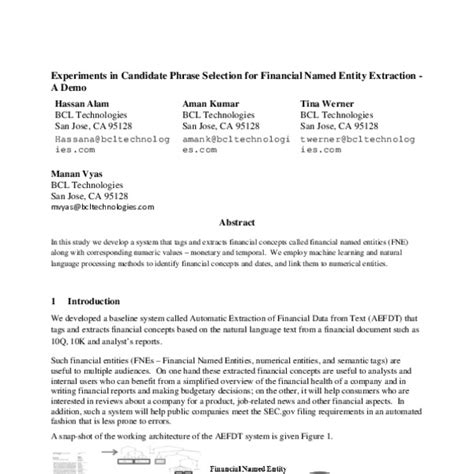 Experiments In Candidate Phrase Selection For Financial Named Entity Extraction A Demo Acl
