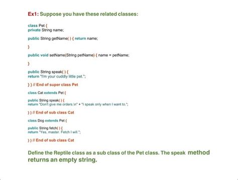 Solved Ex1 Suppose You Have These Related Classes Class