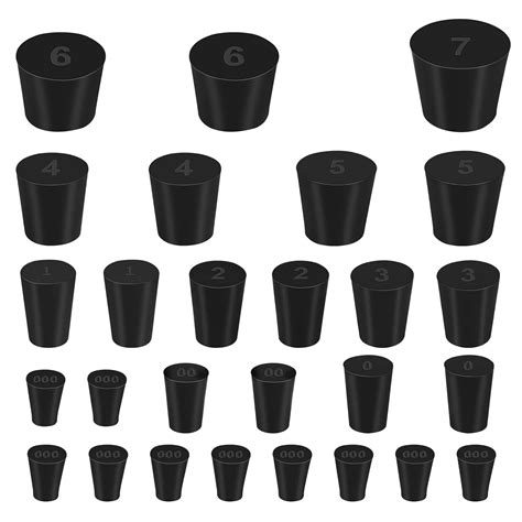 27 Pack 10 Assorted Sizes 000 7 Solid Rubber Stoppers
