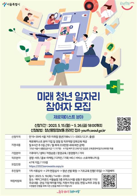 2023 미래 청년 일자리 참여자 모집 제로웨이스트 분야~526 공모전 대외활동 링커리어