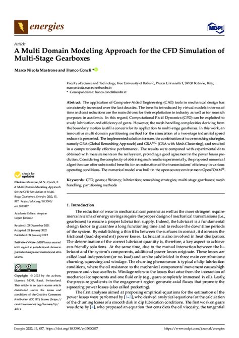 pdf a multi domain modeling approach for the cfd simulation of multi