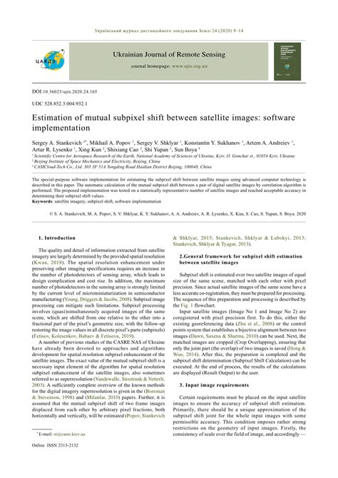 Pdf Estimation Of Mutual Subpixel Shift Between Satellite Images