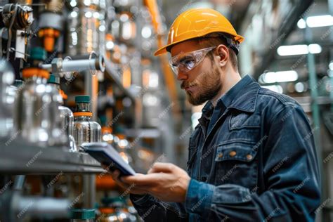 Premium Photo Male Quality Control Inspector Ensuring Standards In Factory Setting