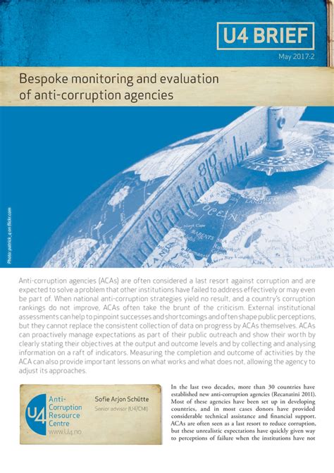 Bespoke Monitoring And Evaluation Of Anti Corruption Agencies