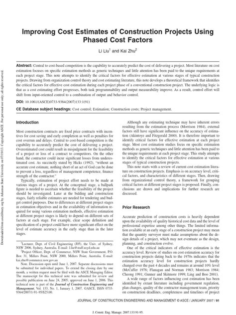 Improving Cost Estimates Of Construction Projects Using Pdf