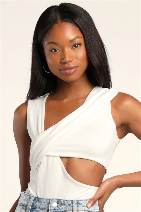 White Cutout Bodysuit Sleeveless Bodysuit Sexy Bodysuit Lulus