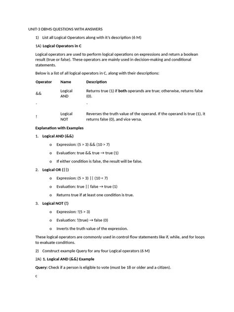 Dbms Mid 1 Unit 3 Longs Questions With Answers Pdf String Computer Science Computer
