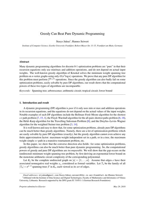 (PDF) Greedy can beat pure dynamic programming