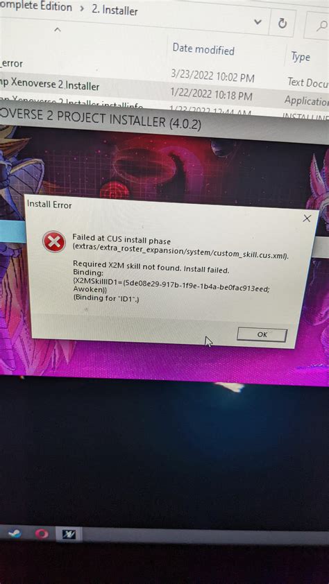 i need help with the dbx2 revamp mod when i try installing this pops up