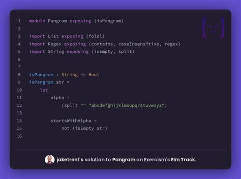 Jaketrents Solution For Pangram In Elm On Exercism