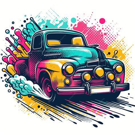 Car Illustration In Pop Art Style Premium Ai Generated Vector