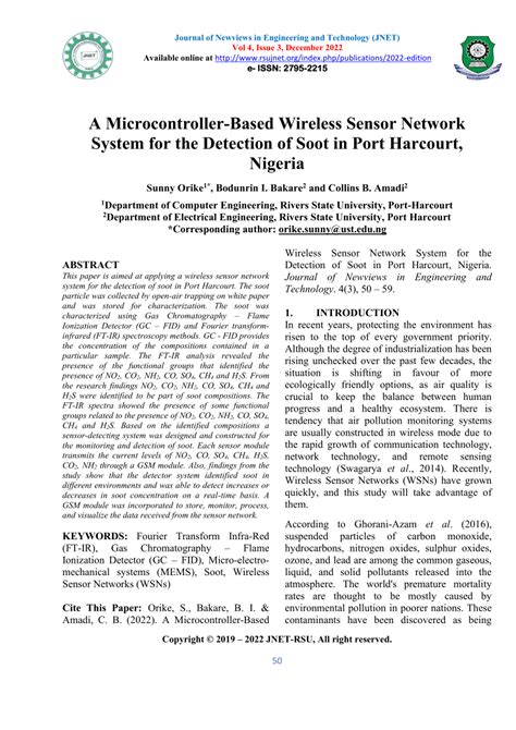 Pdf A Microcontroller Based Wireless Sensor Network System For The
