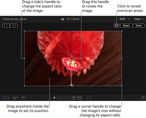 resize move and rotate clips in final cut pro apple support