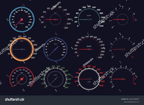 Car Speedometer Set Measurement Vehicle Speed Stock Vector Royalty