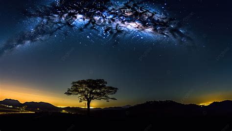 밤하늘을 비추는 나무와 유백색 경남 국내여행 마을 배경 일러스트 및 사진 무료 다운로드 Pngtree