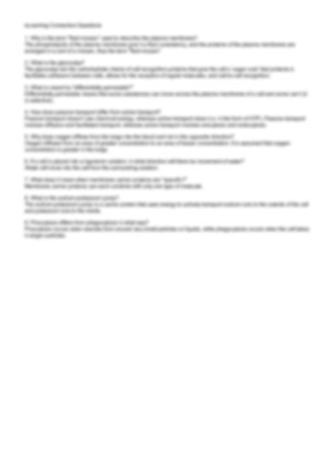 SOLUTION Cell Membrane Structure And Function Revision Questions And Answers Studypool