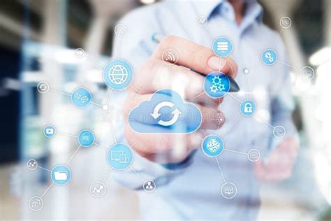 Cloud Technology Concept On Virtual Screen Data Storage And Computing Stock Image Image Of