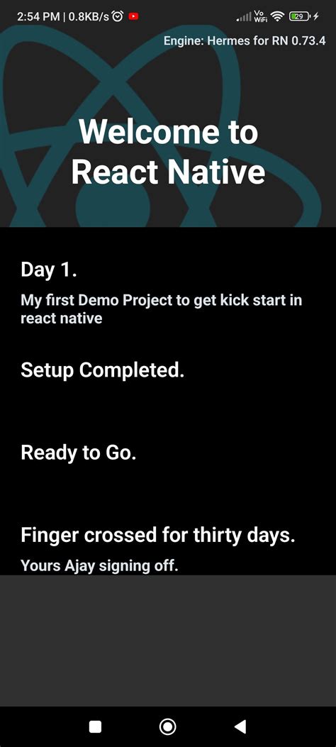 Ajaya Kumar Behura On Linkedin Reactnative Day1 Codestepbystep