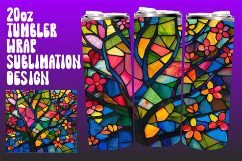 Colorful Stained Glass Tree 20oz Graphic By Svgyeahyouknowme · Creative