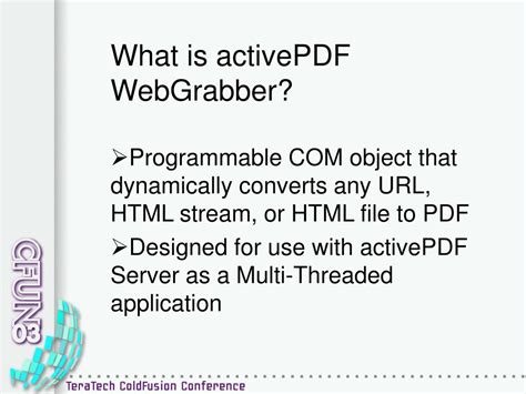 PPT Creating PDF Documents Using ColdFusion ActivePDF PowerPoint Presentation ID