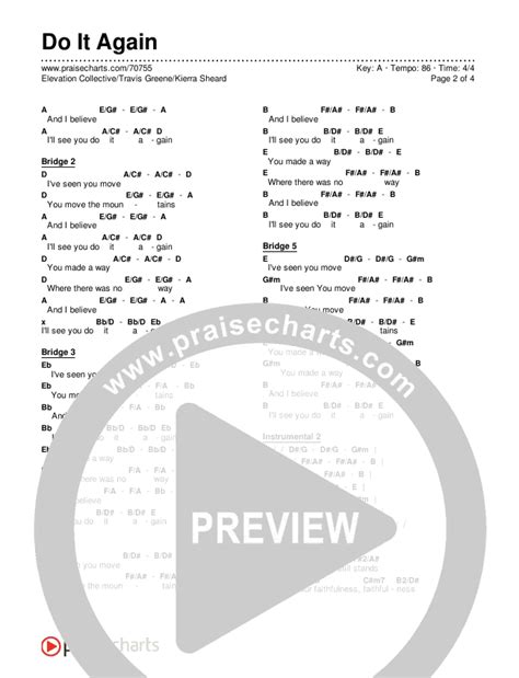Do It Again Chords Pdf Elevation Collective Travis Greene Kierra