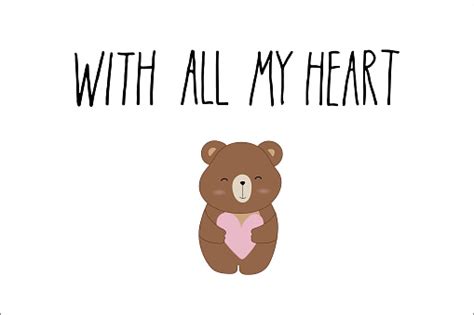 내 마음을 가진 연설 노트와 텍스트귀여운 만화 곰의 일러스트 갈색에 대한 스톡 벡터 아트 및 기타 이미지 갈색 곰 귀여운 Istock