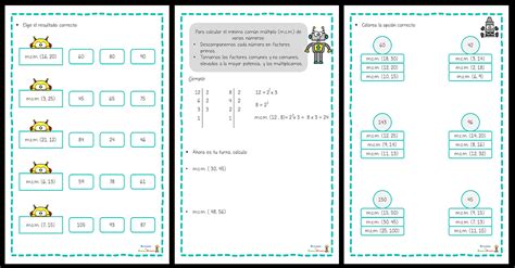 Cuadernillo De Actividades Para Aprender A Calcular El Mínimo Común