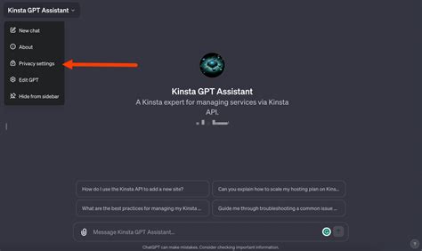 criar um chatgpt personalizado para gerenciar seus serviços kinsta