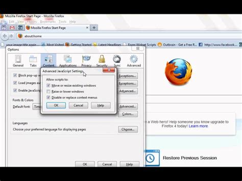 Enabling Javascript In Firefox Firefox Version 4 Youtube