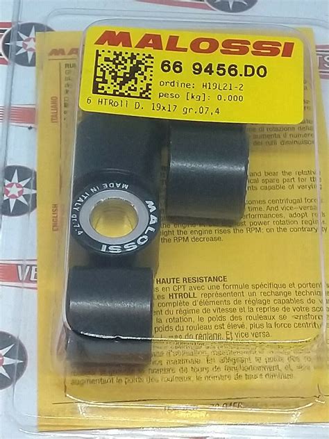 Variator Rollers Malossi Ht Roll 19x17 Mm 7 4g 6 Pcs Vespa Leader