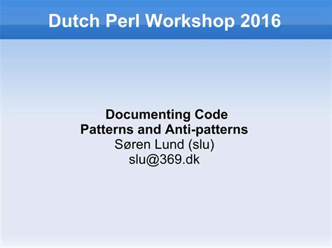 Documenting Code Patterns And Anti Patterns Nlpw 2016 Odp