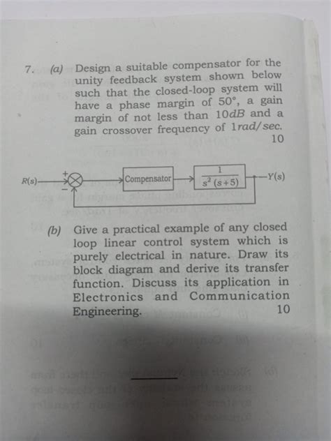 solved 7 a design a suitable compensator for the unity