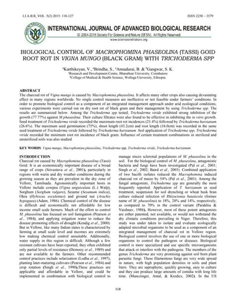 51 Biological Control Of Macrophomina Phaseolina Tassi Goid Root Root In Vigna Mungo Black Gram