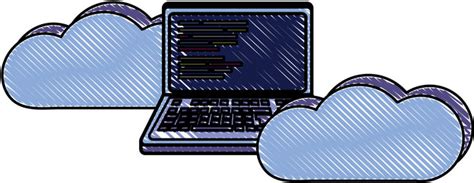 Degraded Outline Data Cloud And Laptop Royalty Free Vector