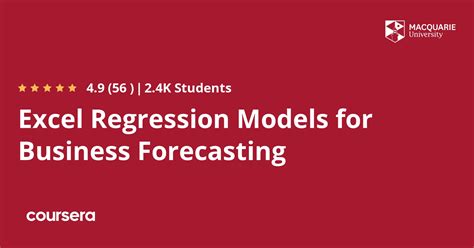 Excel Regression Models For Business Forecasting Coursya