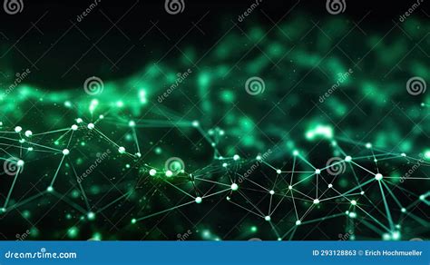 Abstract Visualization Of A Neural Network Post Deep Learning In An Ai System In Green Stock