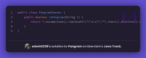 Edwin0258s Solution For Pangram In Java On Exercism