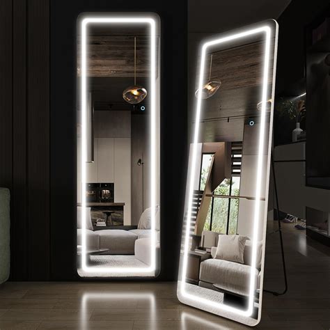 Lvzory Full Length Mirror With Led Lights Full Body Mirror Lighted Floor Standing Led Mirror