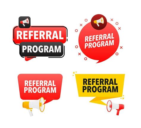 Megaphone Label Set With Text Referral Program Referral Program
