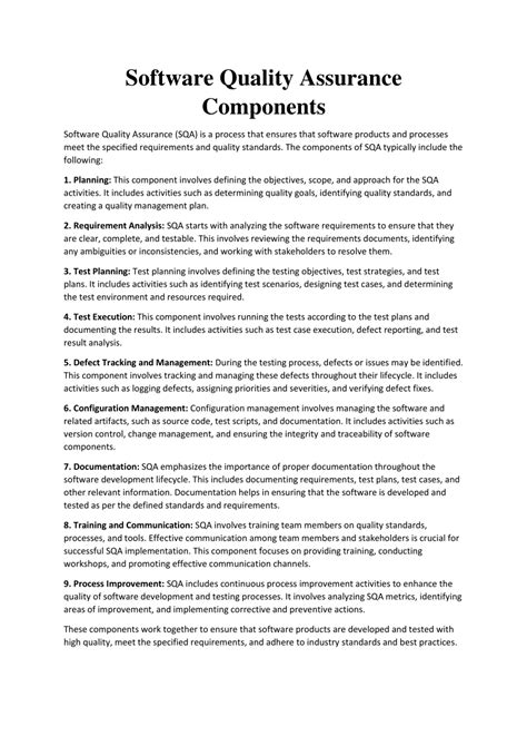pdf software quality assurance components
