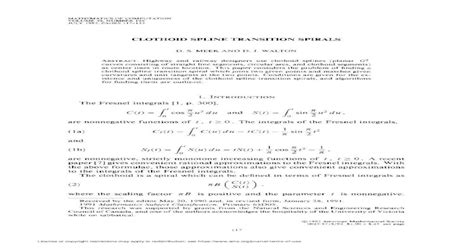 Pdf Clothoid Spline Transition Spirals Length A Spiral Is A Curve