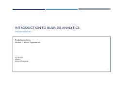 Lecture Linear Optimisation Pdf INTRODUCTION TO BUSINESS ANALYTICS SEMESTER