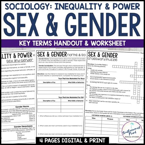Sex And Gender Sociology Vocabulary Worksheet Gender Norms And Stereotypes