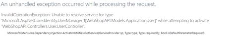 C Unable To Resolve Service For Type Microsoftaspnetcoreidentity