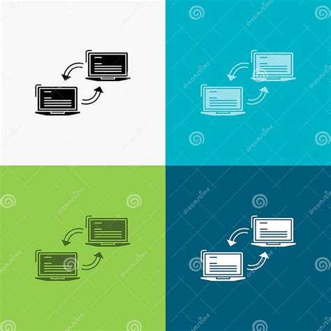 Computer Connection Link Network Sync Icon Over Various Background Glyph Style Design