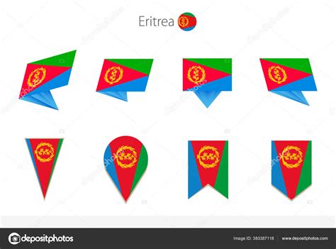 Eritrea National Flag Collection Eight Versions Eritrea Vector Flags Vector Stock Vector By
